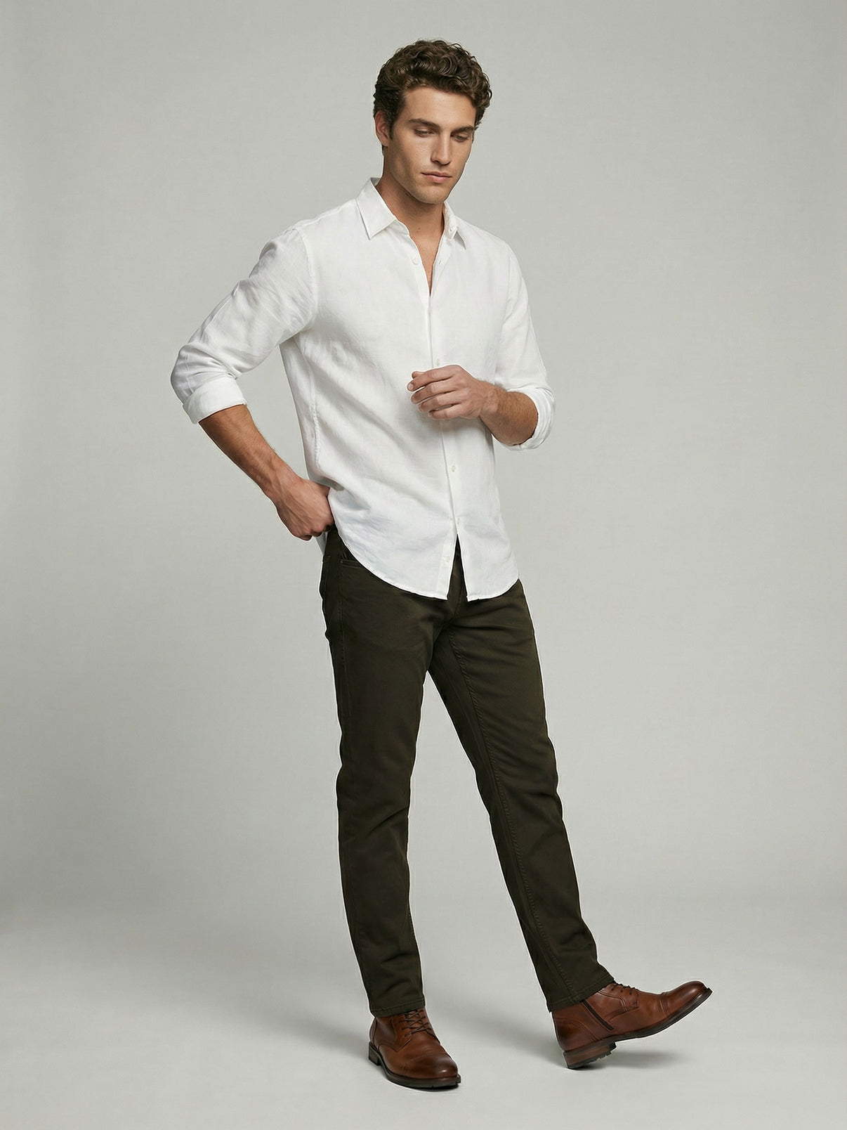 Celio* Men Olive Solid Slim Fit Cotton Jeans