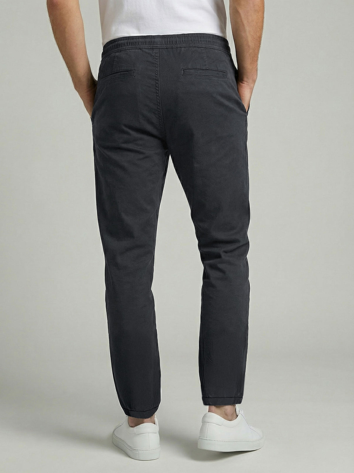 Celio* Men Grey Solid Relaxed Fit Cotton Trousers