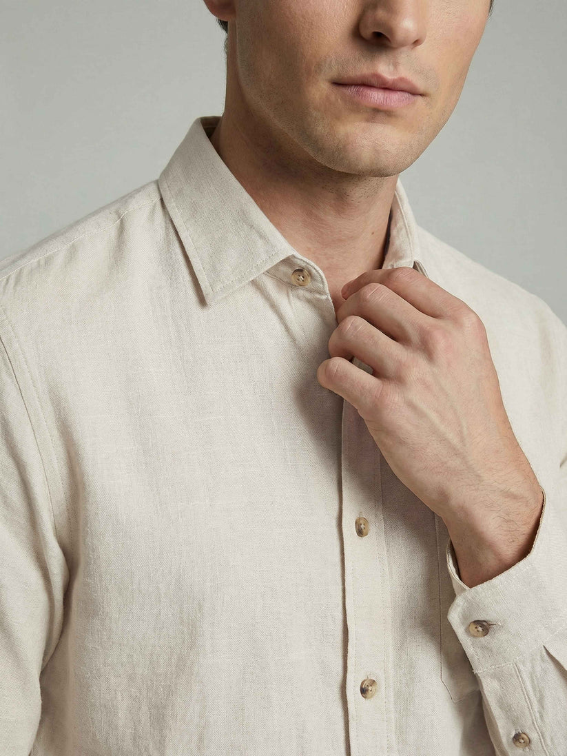 Celio* Men Off White Solid Regular Fit Cotton Shirts