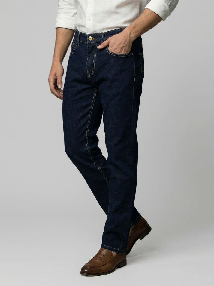 Celio* Men Blue Solid Straight Fit Cotton Jeans